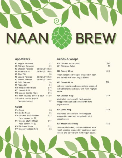 Menu - Naan and Brew
